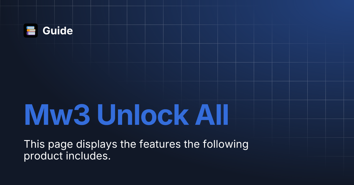 Mw3 Unlock All | Guide